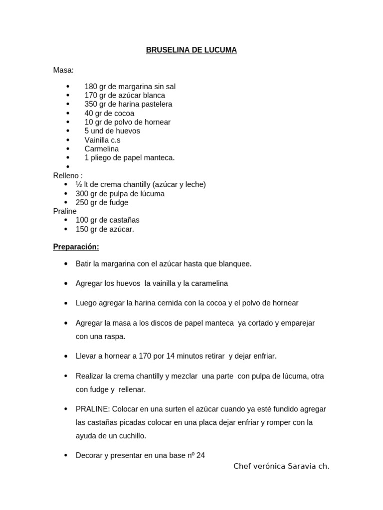 CLASE 6 BRUSELINA DE LUCUMA y PANNA COTTA DE VAINILLA Y FRESAS | PDF