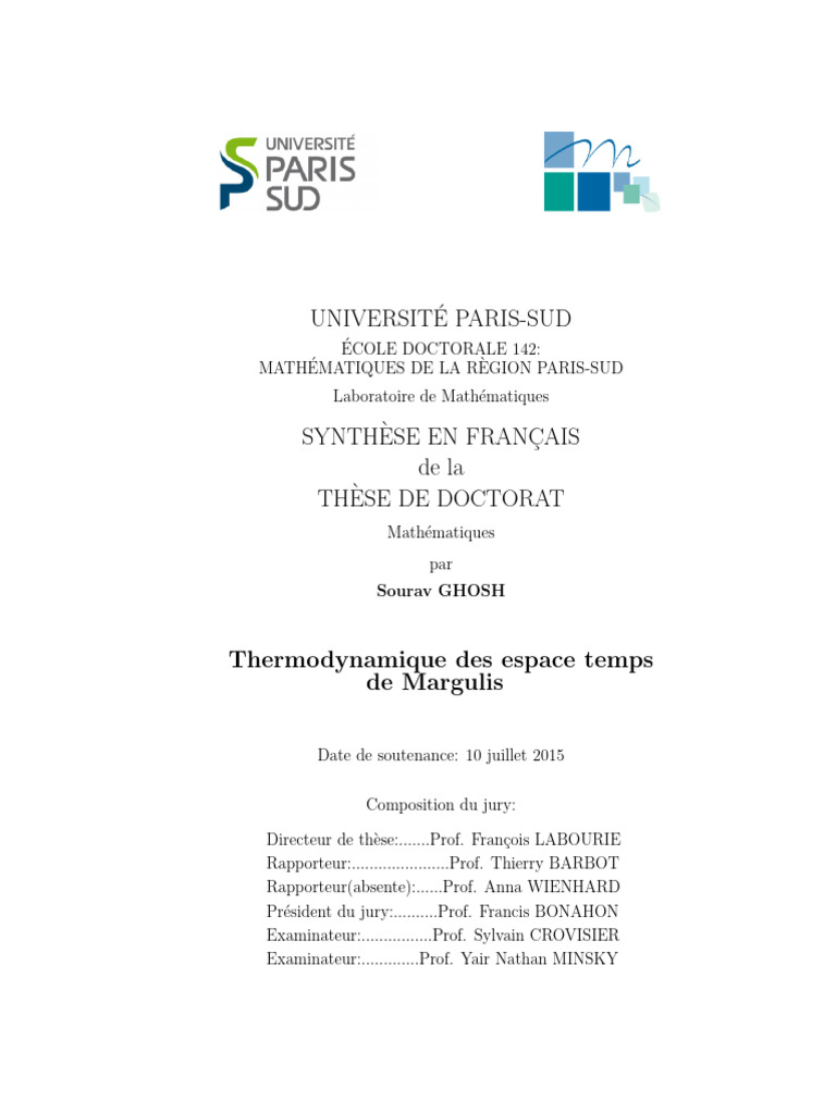 Thermodynamique Des Espace Temps | PDF