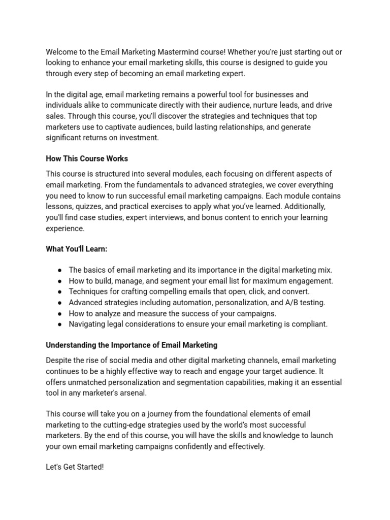 Email Marketing Mastermind | PDF