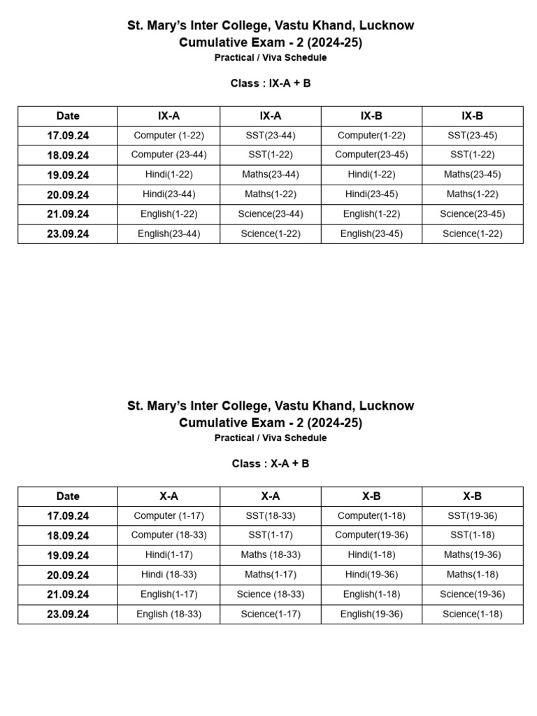 CE-2 (2024-25) Practical Schedule | PDF