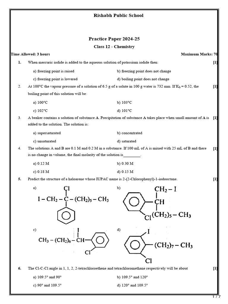 12th Practice Paper | PDF