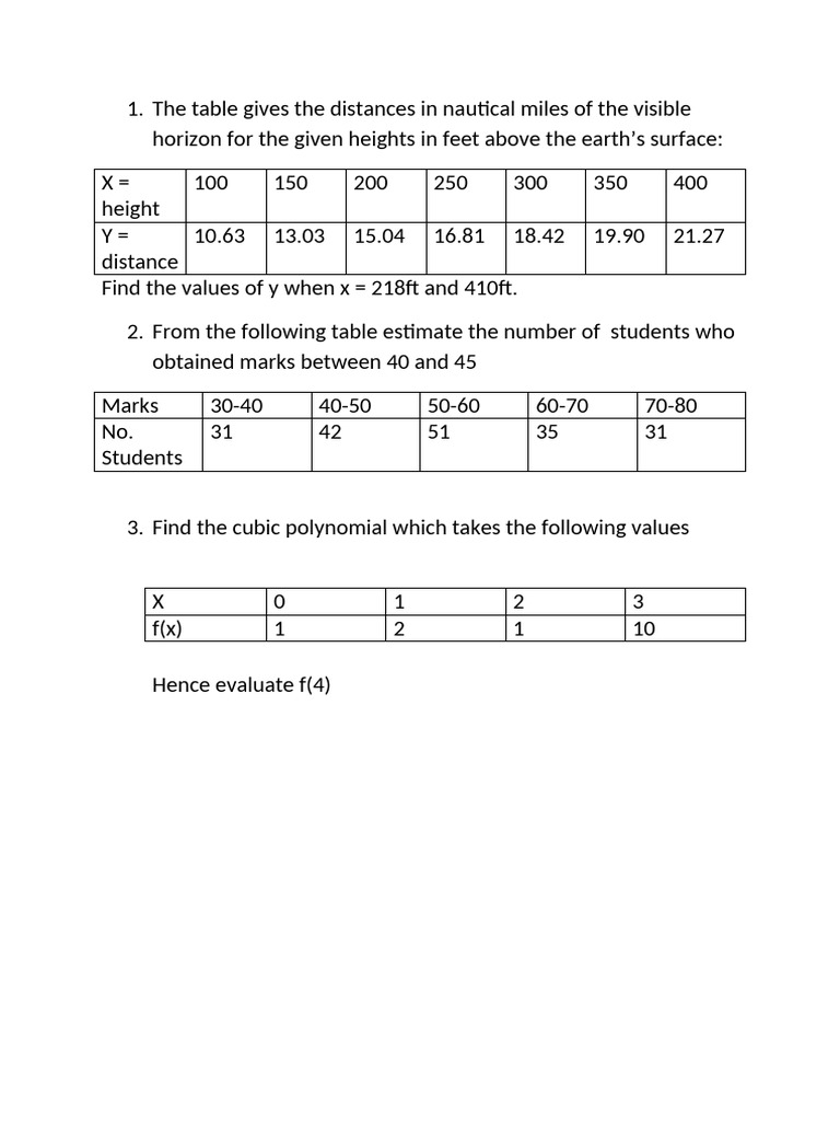 Interpolation Practice Questions3 | PDF