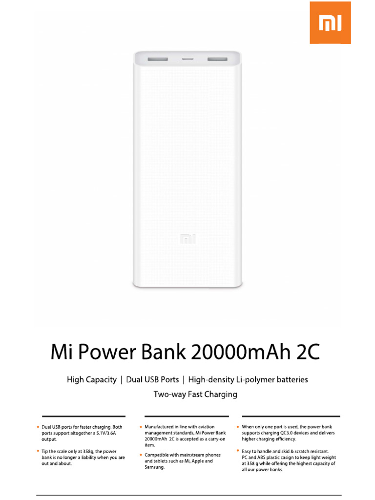 1 Mi Power Bank 20000mah 2C | PDF