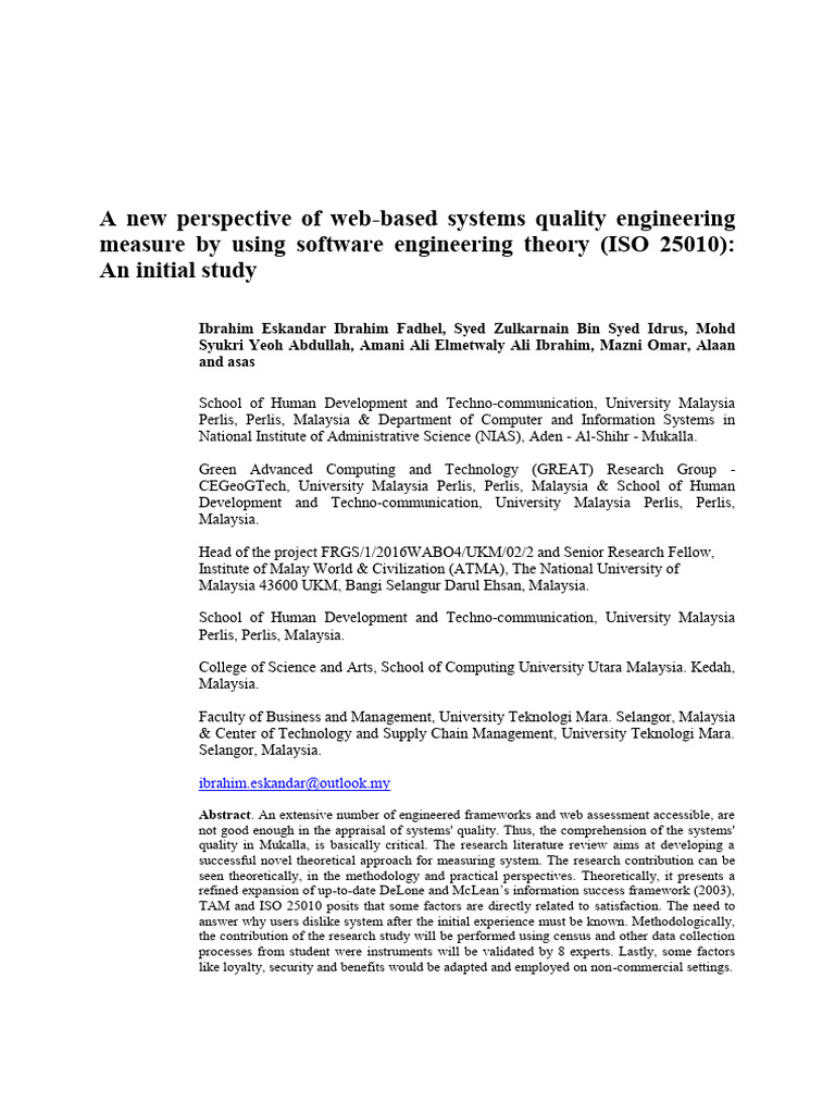 A New Perspective of Web-based Systems Quality Engineering Measure by ... A New Perspective of Web-based Systems Quality Engineering Measure by ...