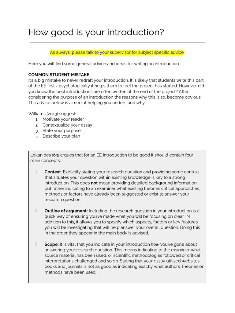 How Good Is Your Introduction | PDF