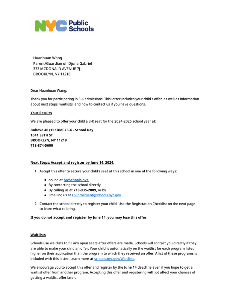 3k Offer Letter 80 3k Waitlist Insert 83 ZH Hant BqduTyY | PDF