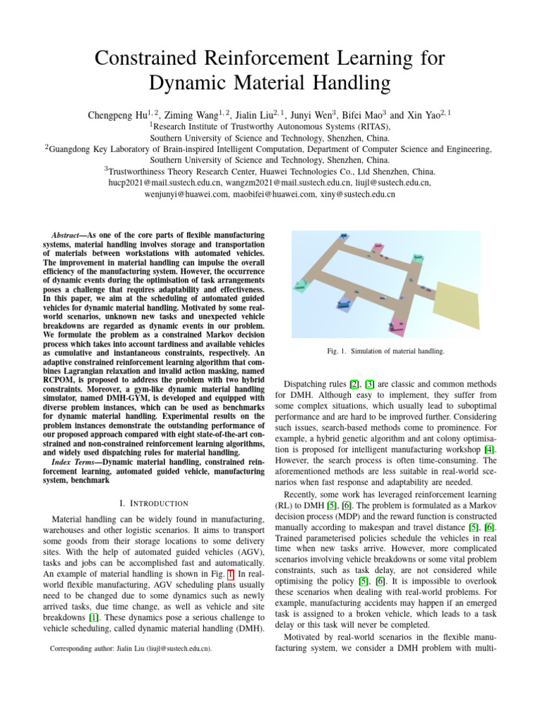 Constrained Reinforcement Learning For Dynamic Material Handling | PDF | Applied Mathematics