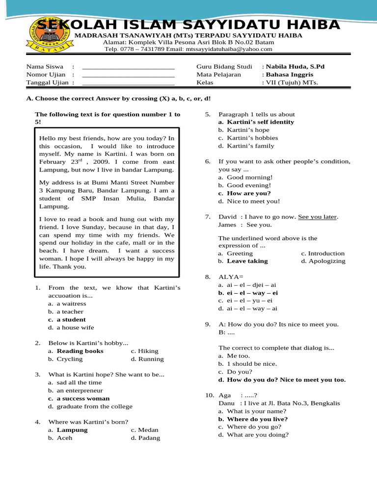 MID1 English 7 | PDF