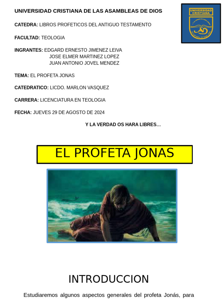 PRESENTACION DE EXPOSICION DEL PROFETA JONAS | PDF