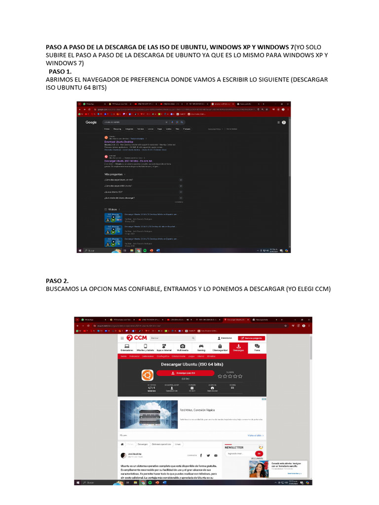 Paso A Paso de La Descarga de Las Iso de Ubuntu | PDF