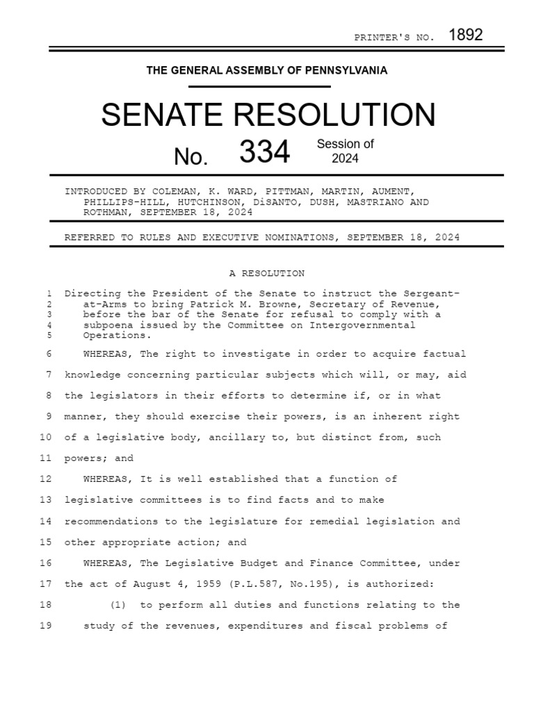 Senate Resolution No. 334 | PDF | Taxes | United States Senate