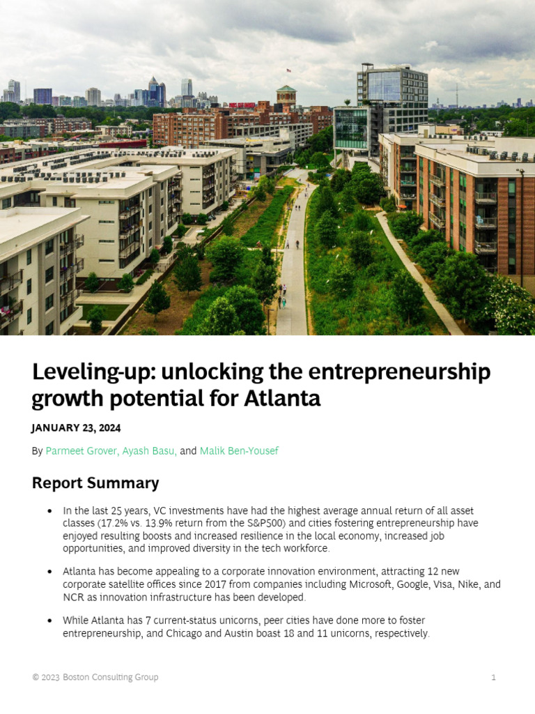 Leveling Up Unlocking Entrepreneurship Growth Potential For Atlanta | PDF