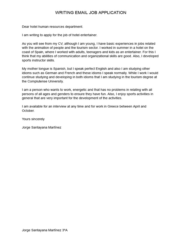 Writting Email Job Application | PDF