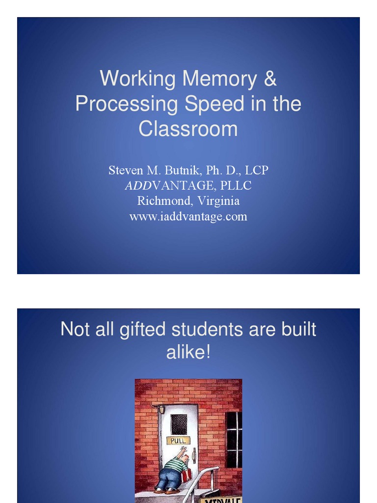Working Memory Processing Speed Classroom | PDF | Wechsler Adult ...