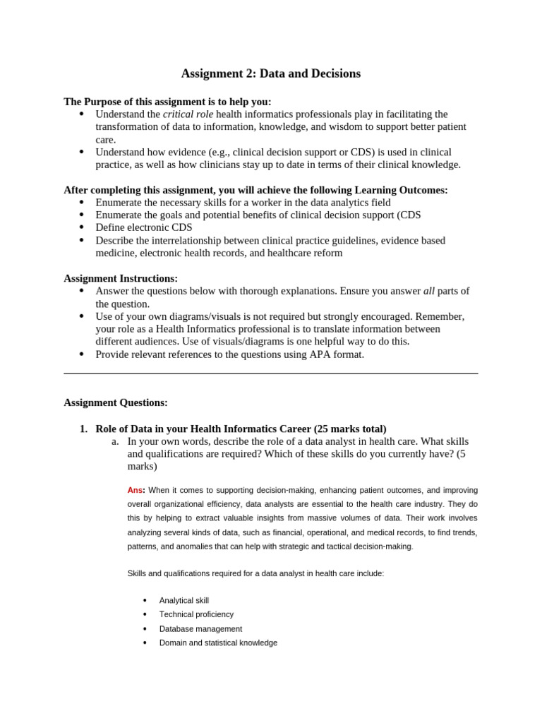 HTH 120 Assignment 2 | PDF | Electronic Health Record | Evidence Based Medicine