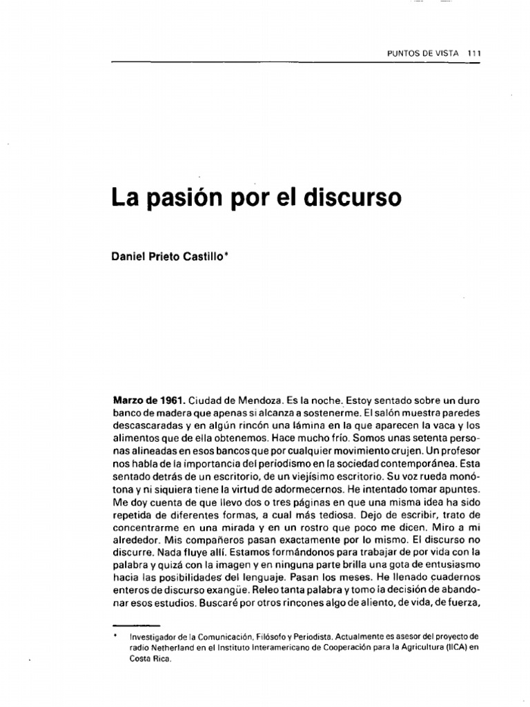 Pasión Por El Discurso - Daniel Prieto Castillo | PDF