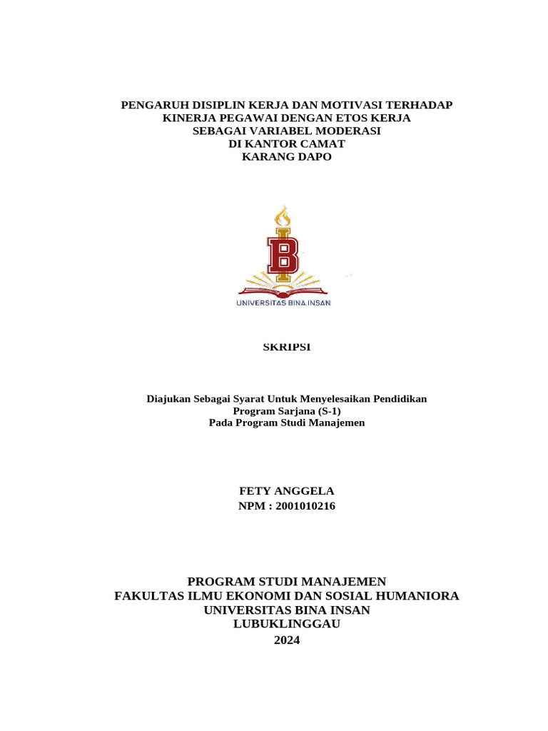 Contoh Cover Skripsi Manajemen 2024 | PDF