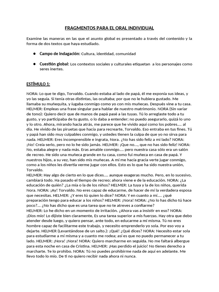 Fragmentos para El Oral Individual | PDF