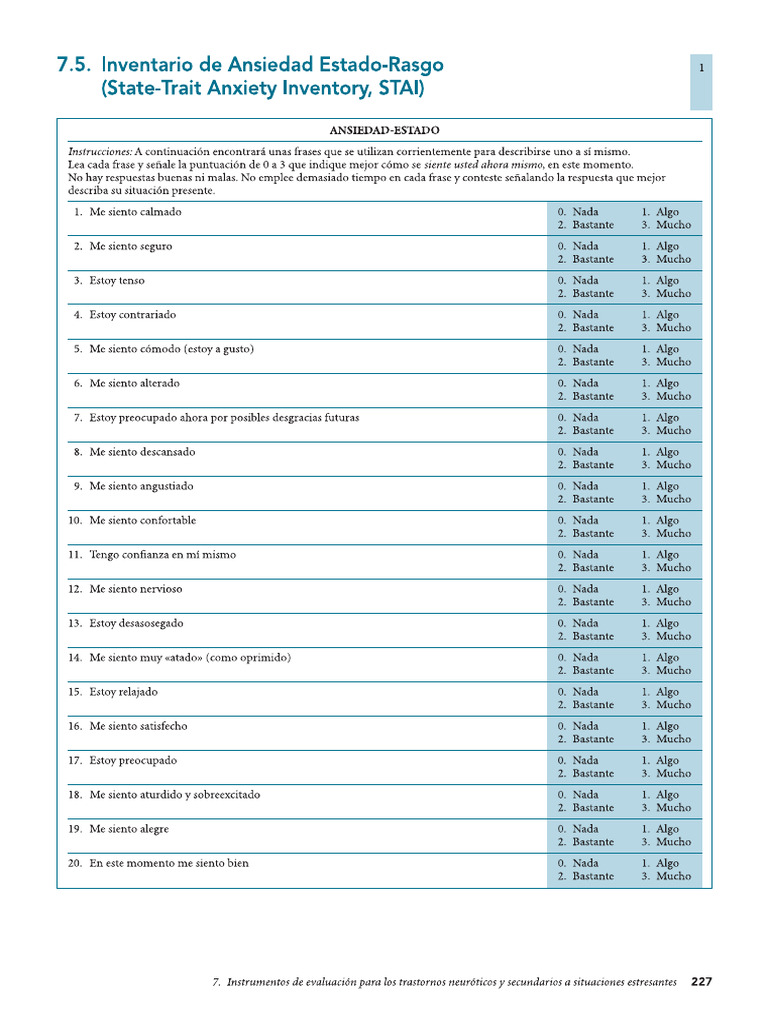 7.5. Inventario de Ansiedad Estado-Rasgo (State-Trait Anxiety Inventory ...