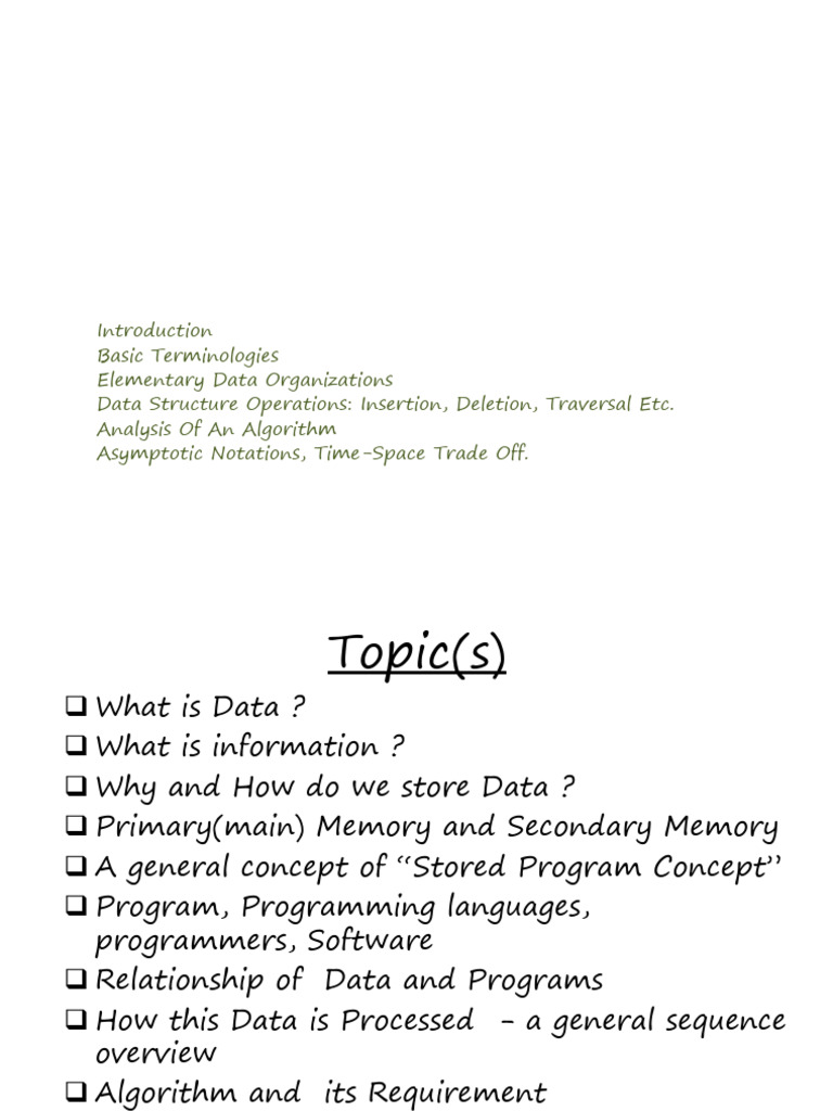 Introduction To Data Structure | PDF
