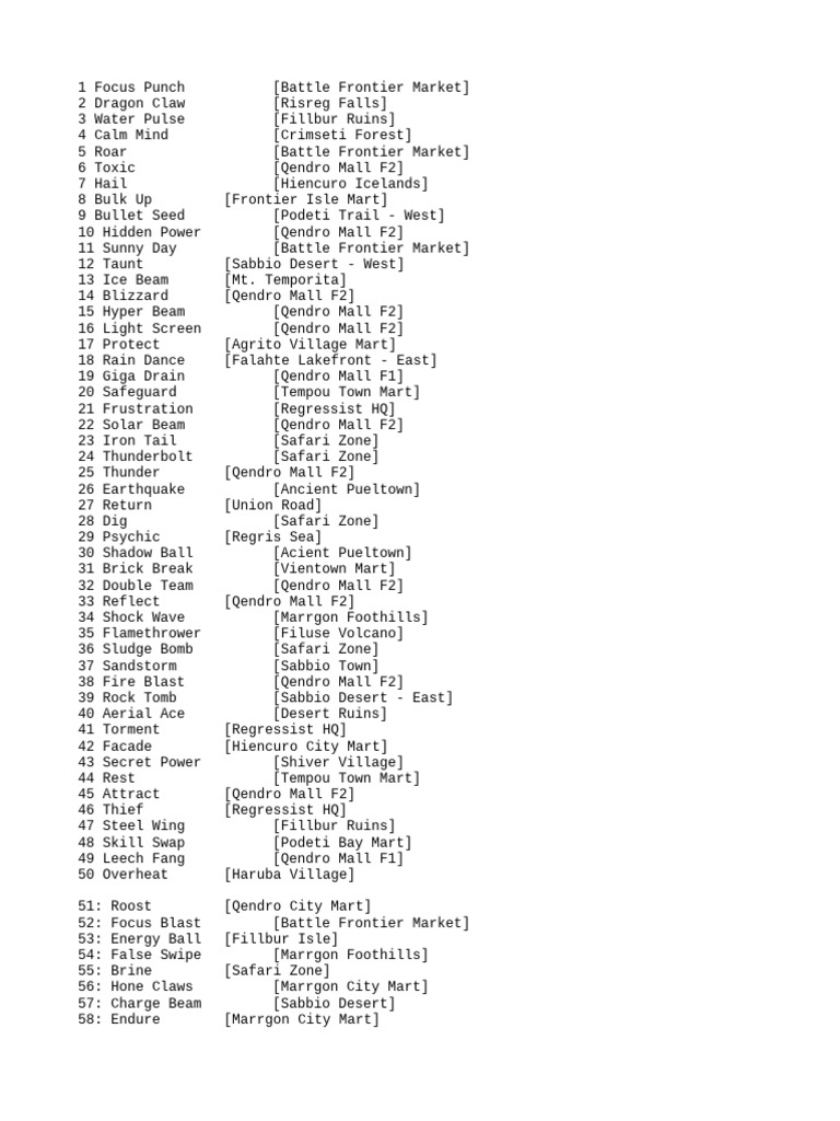 TM Locations v1 - 3 - 0 | PDF