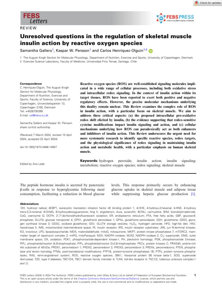 Unresolved Questions in The Regulation of Skeletal Muscle Insulin ...