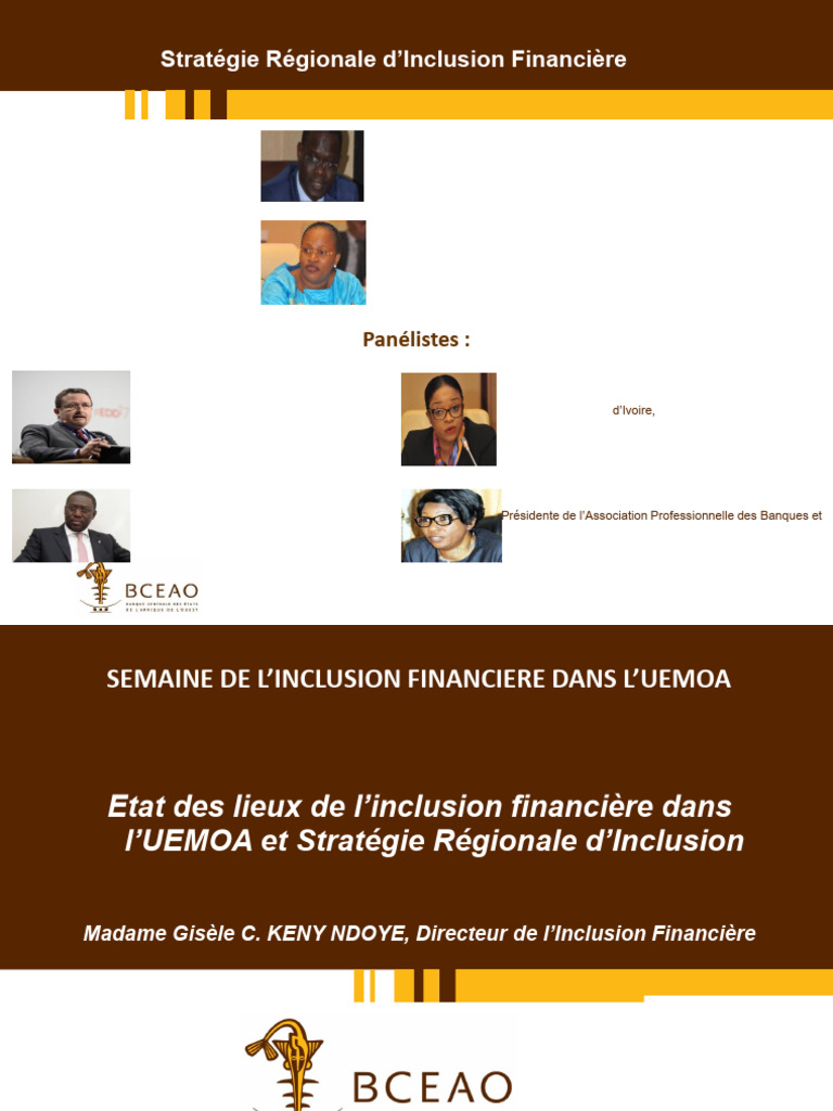 Etat Des Lieux de L'inclusion Financiere Dans L'uemoa Et Strategie Regionale | PDF