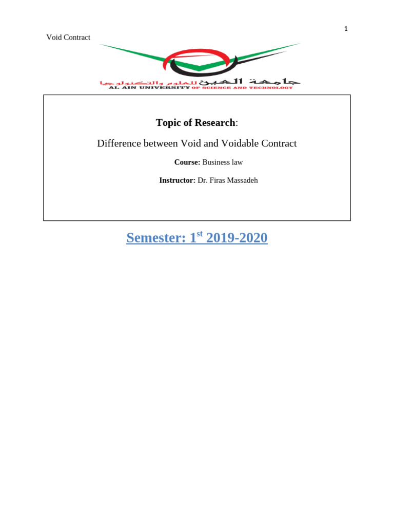 Research Void and Voidable contract | PDF