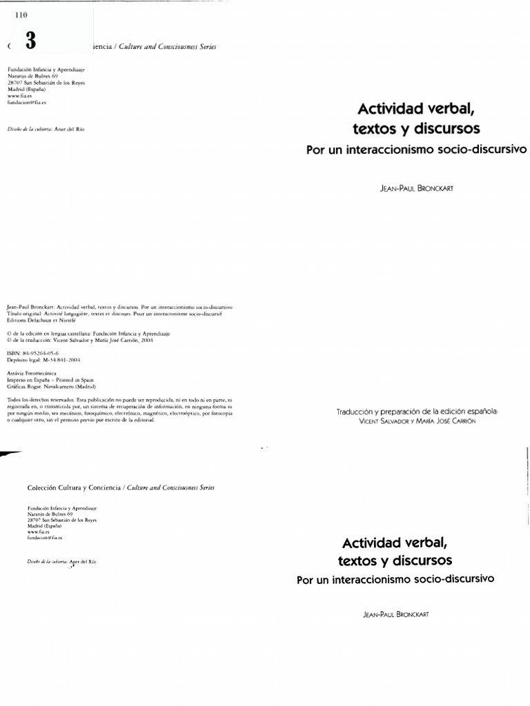 Bronckart - Actividad Verbal, Textos y Discursos | PDF
