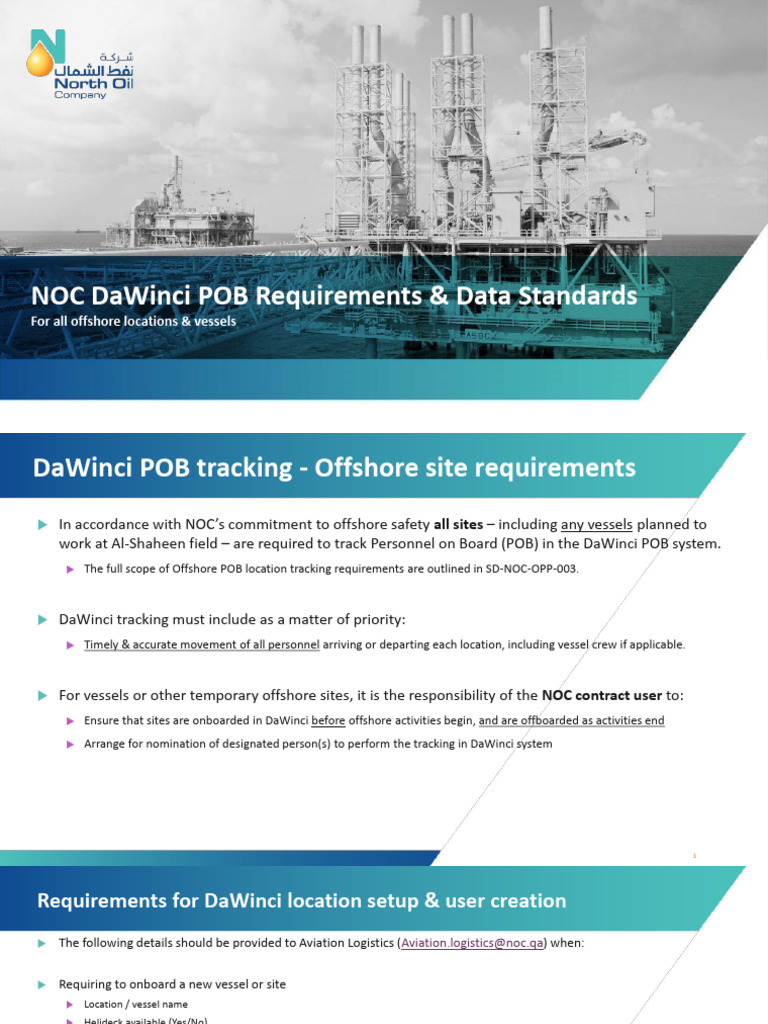 NOC DaWinci POB Onboarding Data Standards v2 | PDF