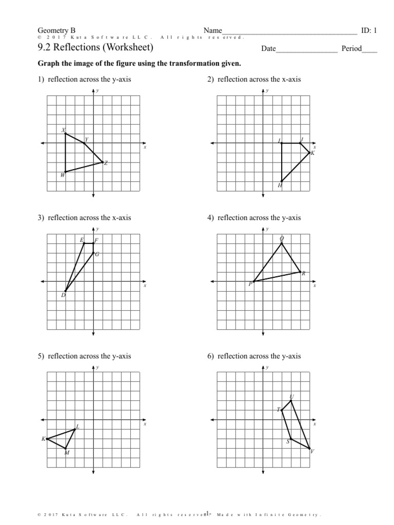 Geometry B - 9.2 Reflections Worksheet | PDF