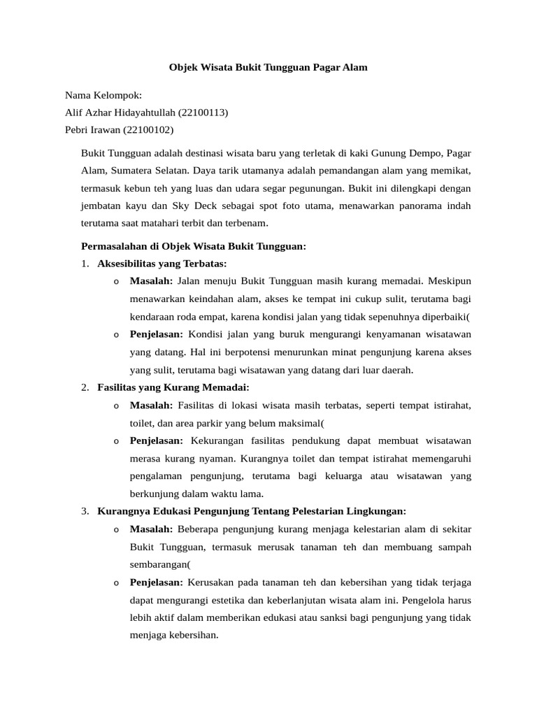 Objek Wisata Bukit Tungguan - Alif Dan Febri | PDF