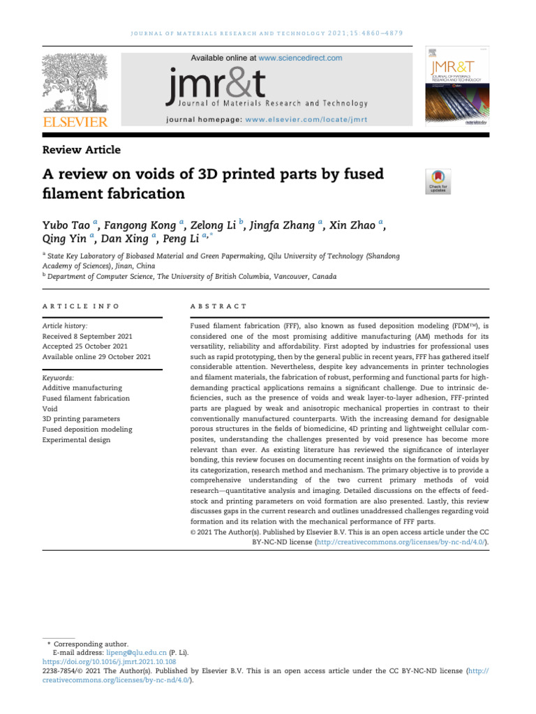 Void, 3D Print, A Review | PDF