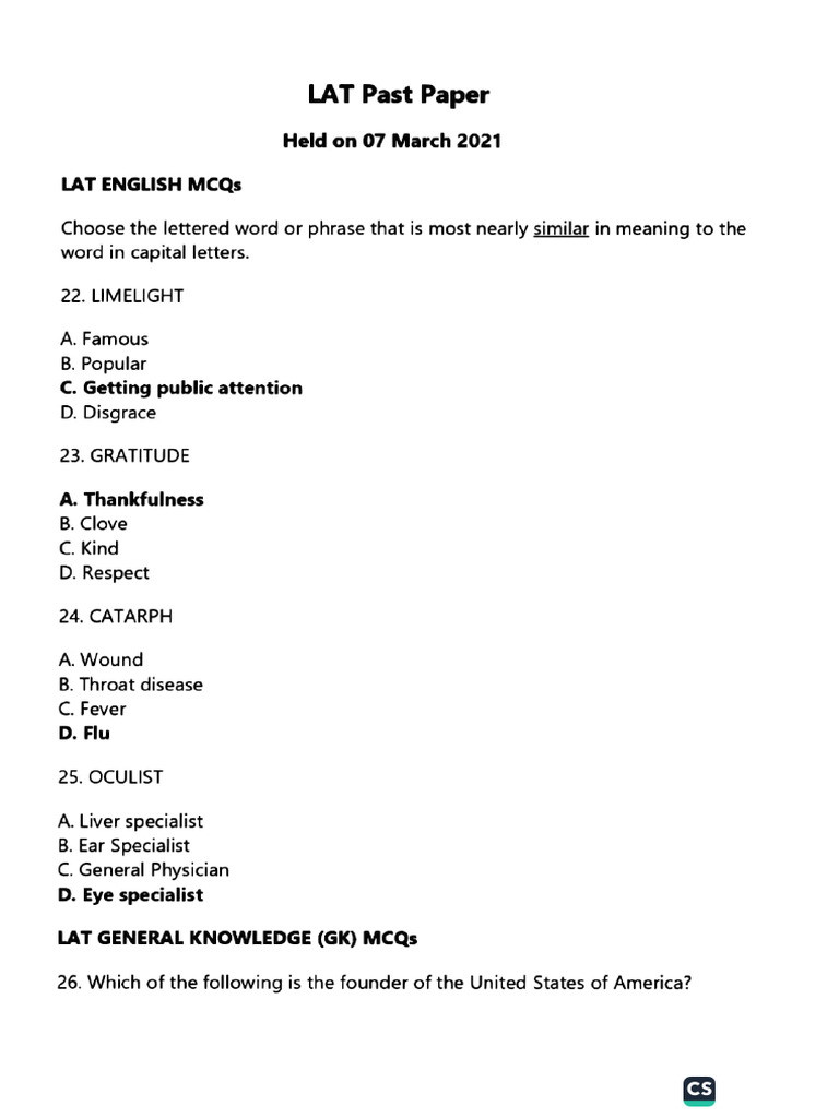 LAT Paper 07 March 2021 | PDF