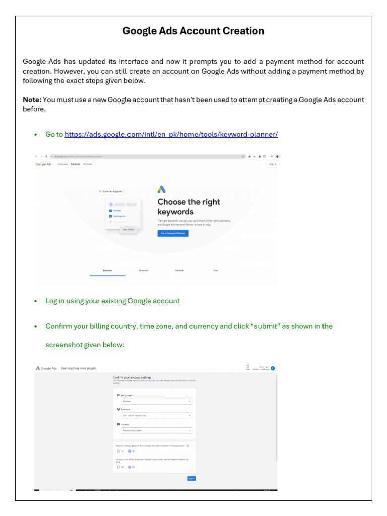 Google Ads Acccount Creation | PDF