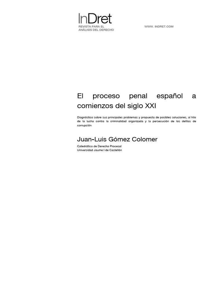 EL PROCESO PENAL ESPAÑOL A COMIENZOS DEL SIGLO XXI, Juan Luis Gómez Colomer | PDF