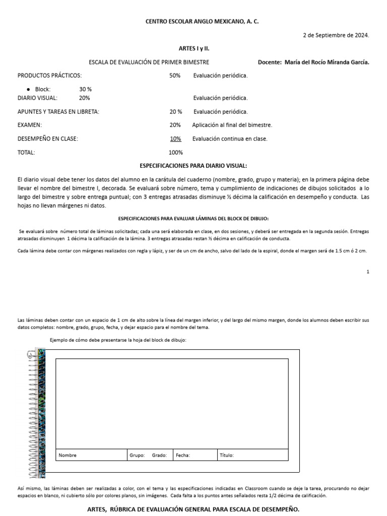 Escala de Evaluaci-N - 2o - Bim. I - 2024-2025 | PDF