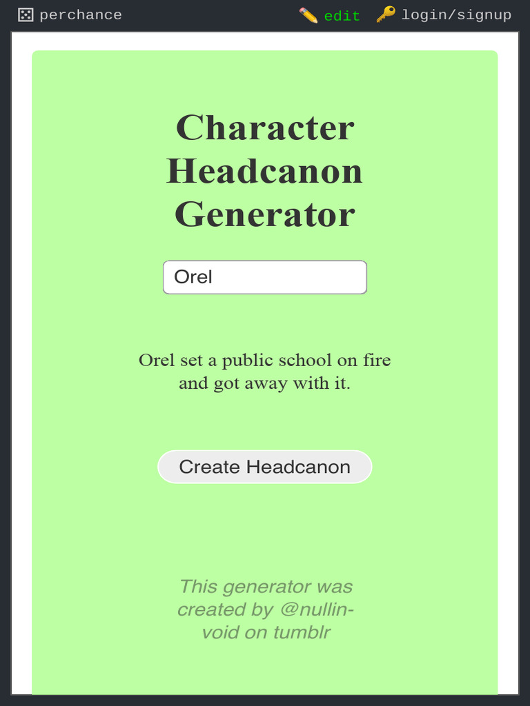 Character Headcanon Generator Perchance | PDF