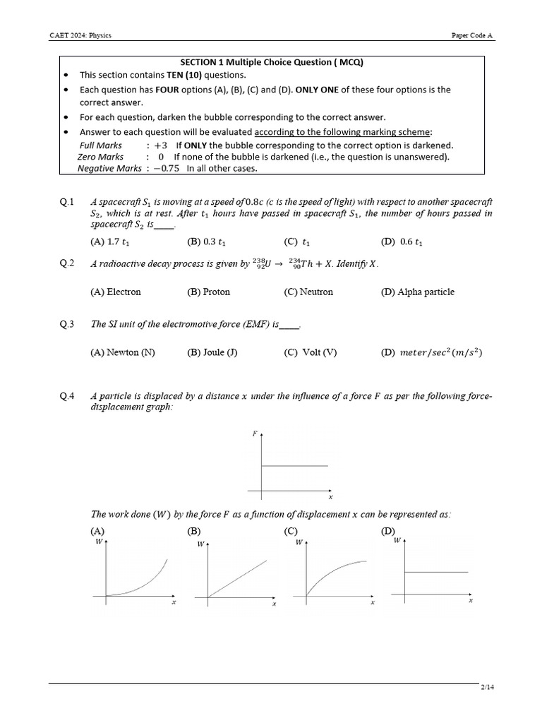 QP1-A Physics Final CAET2024 Print | PDF