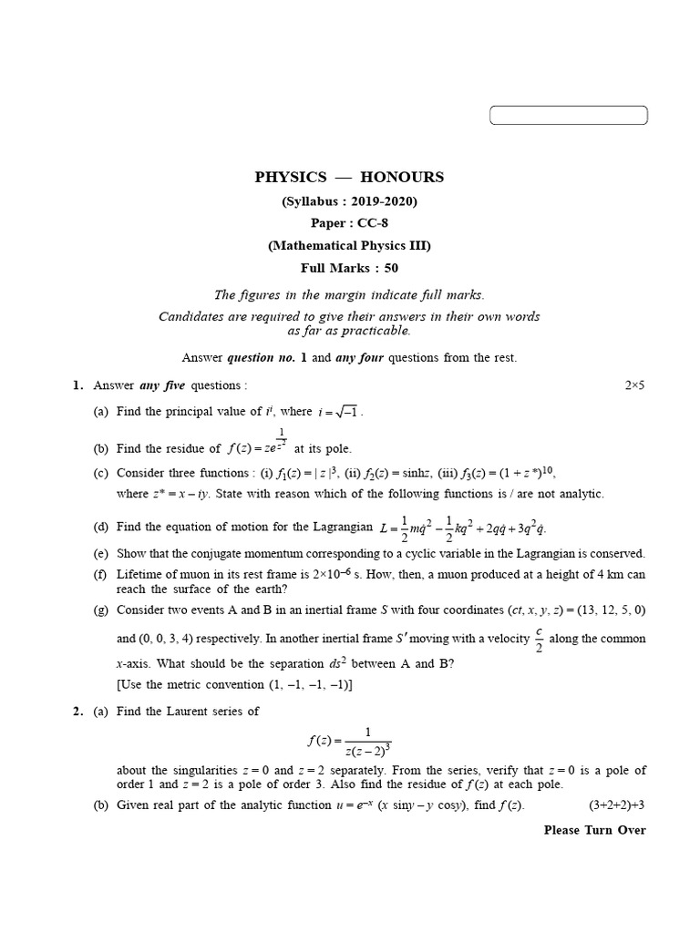 Physics Honours: Math Physics III | PDF | Physics | Theoretical Physics