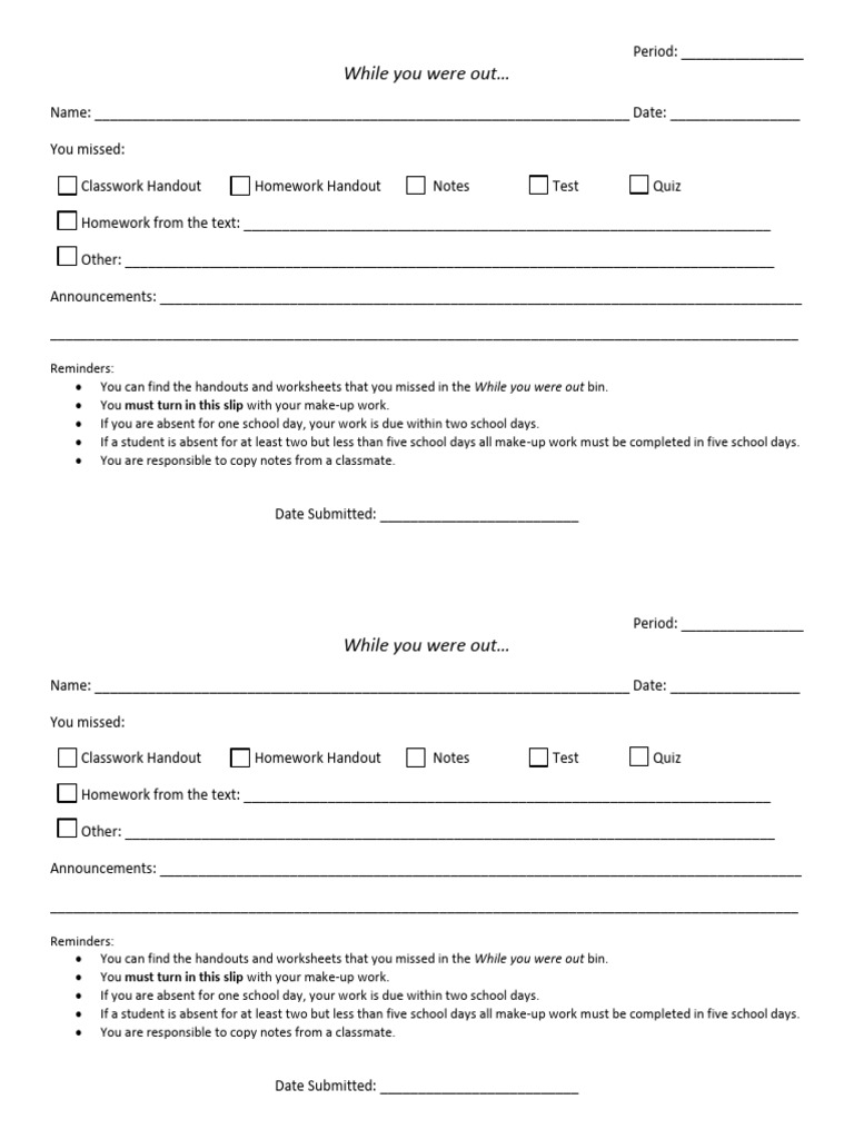 While You Were Out | PDF