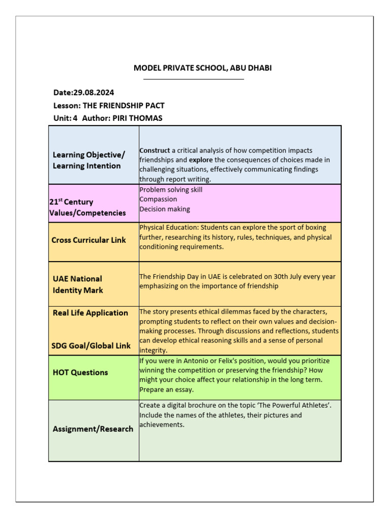 The Friendship Pact Lo | PDF