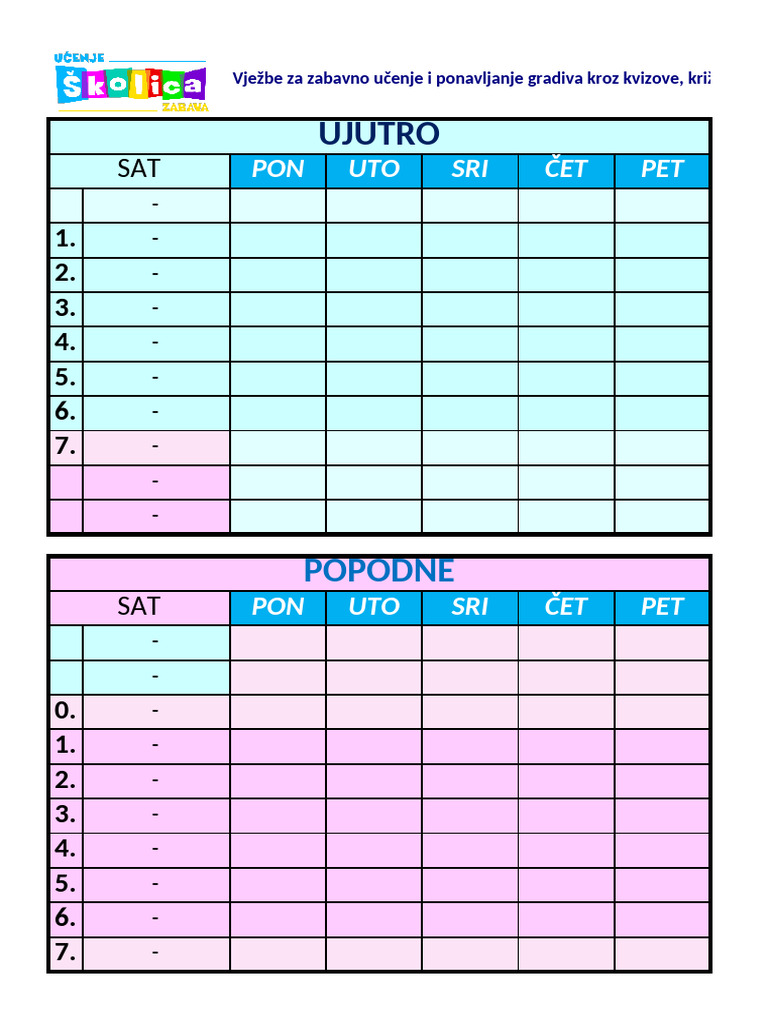 Raspored Sati U Excelu | PDF