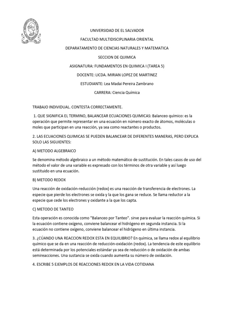 Tarea 5 Quim | PDF