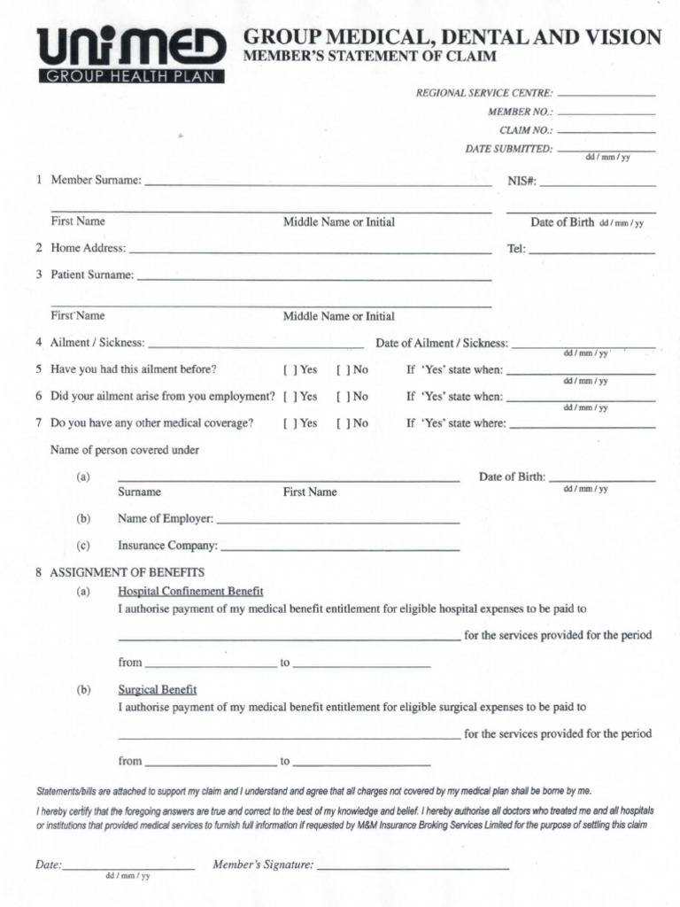 UNIMED-Claim-Form | PDF