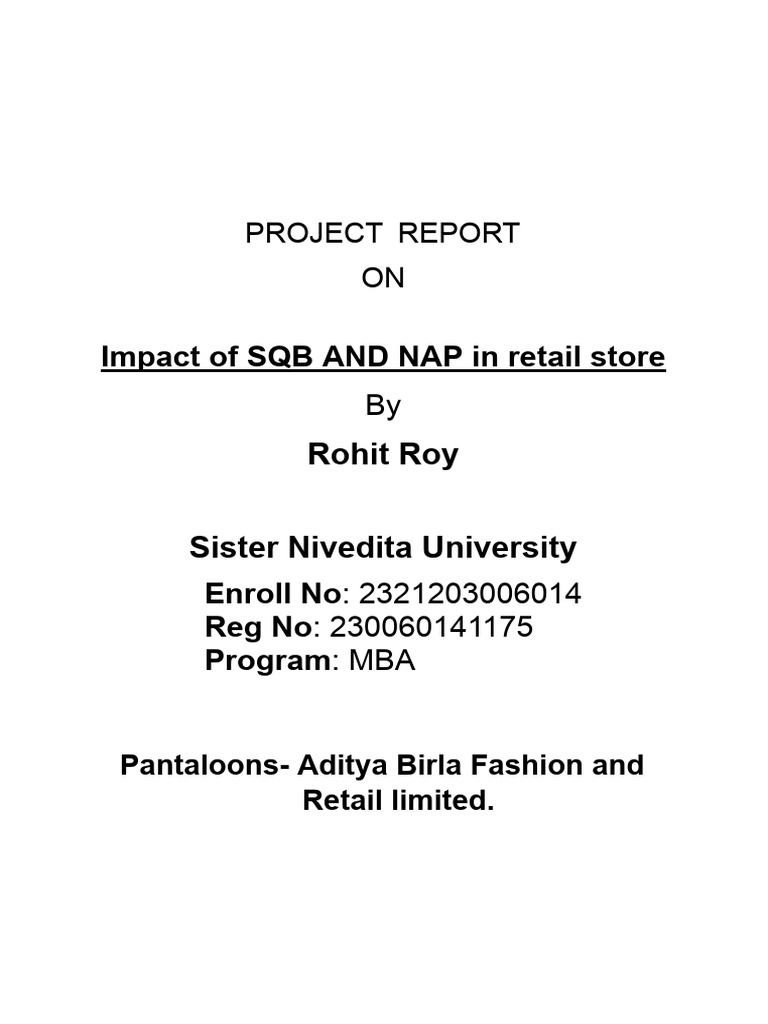 Impact of Retail store-SQB and NAP | PDF