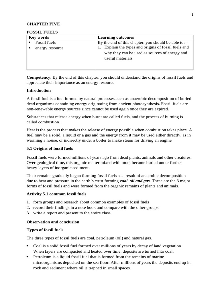 CHAPTER FIVE Fossil Fuels (AutoRecovered) | PDF