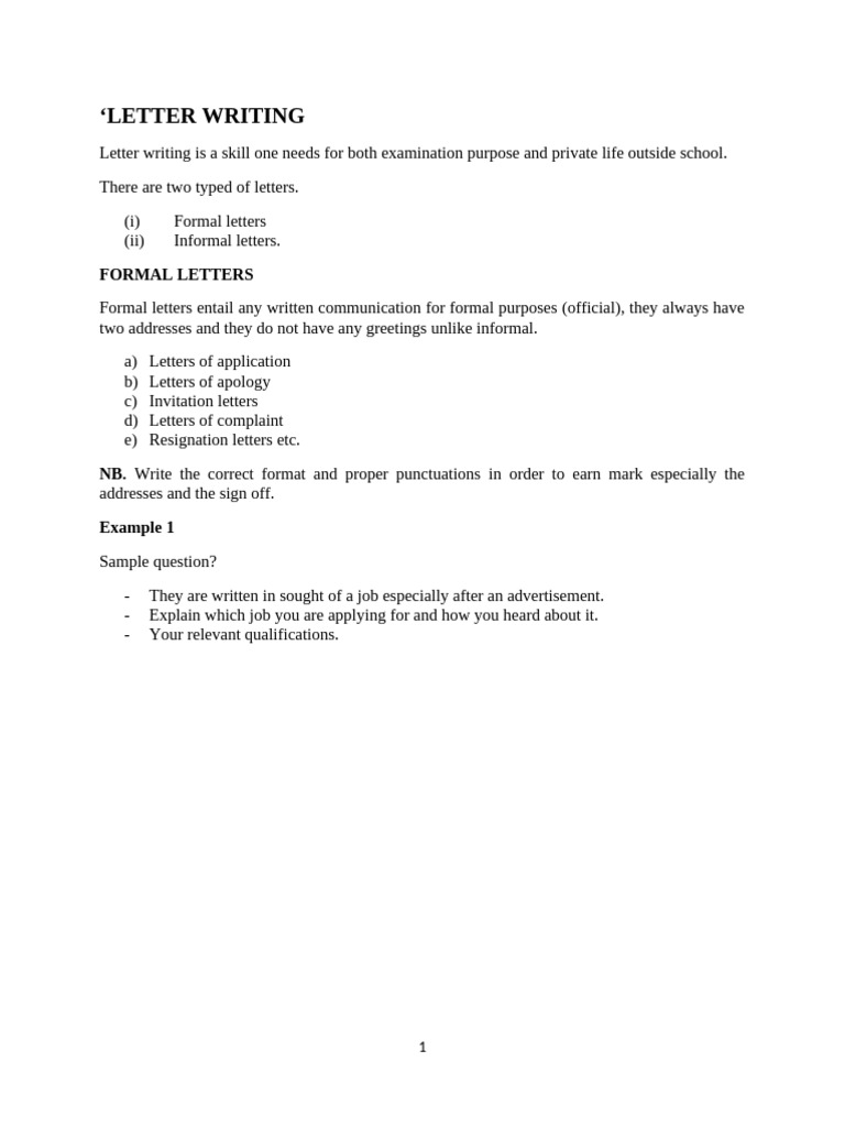 Letter Writing | PDF