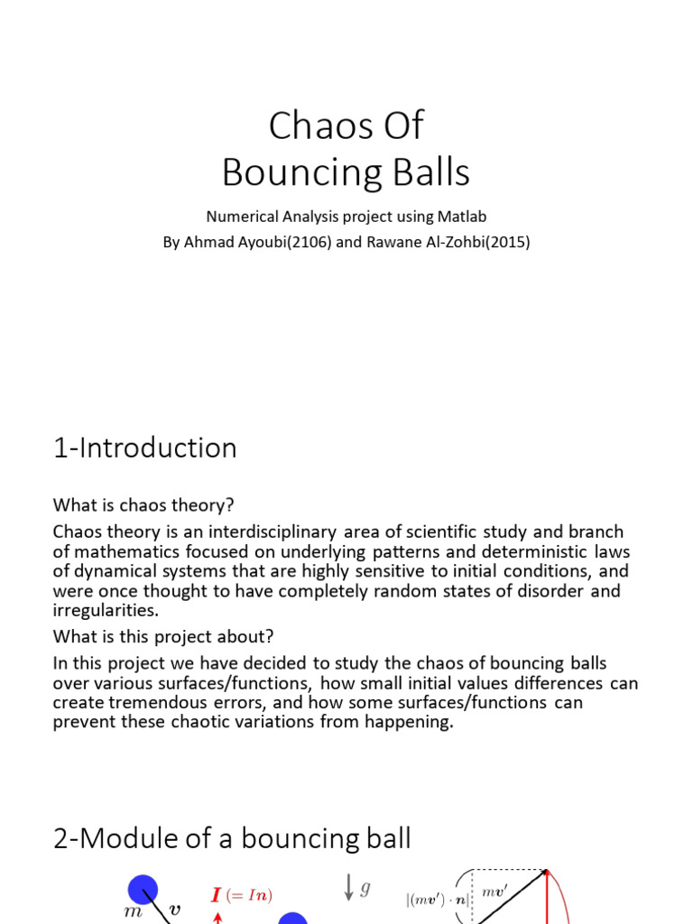 Chaos of Bouncing Balls: Numerical Analysis Project Using Matlab by ...