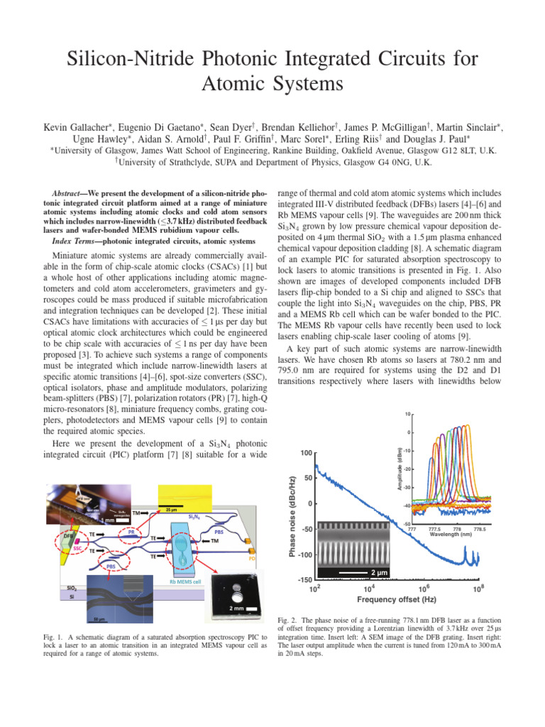 Gallacher Etal IEEE SUM 2023 Silicon Nitride Photonic Integrated Circuits For Atomic Systems ...